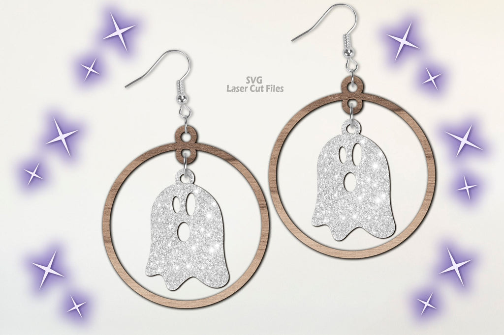 Ghost SVG Laser Cut Files | Halloween Earrings SVG - So Fontsy