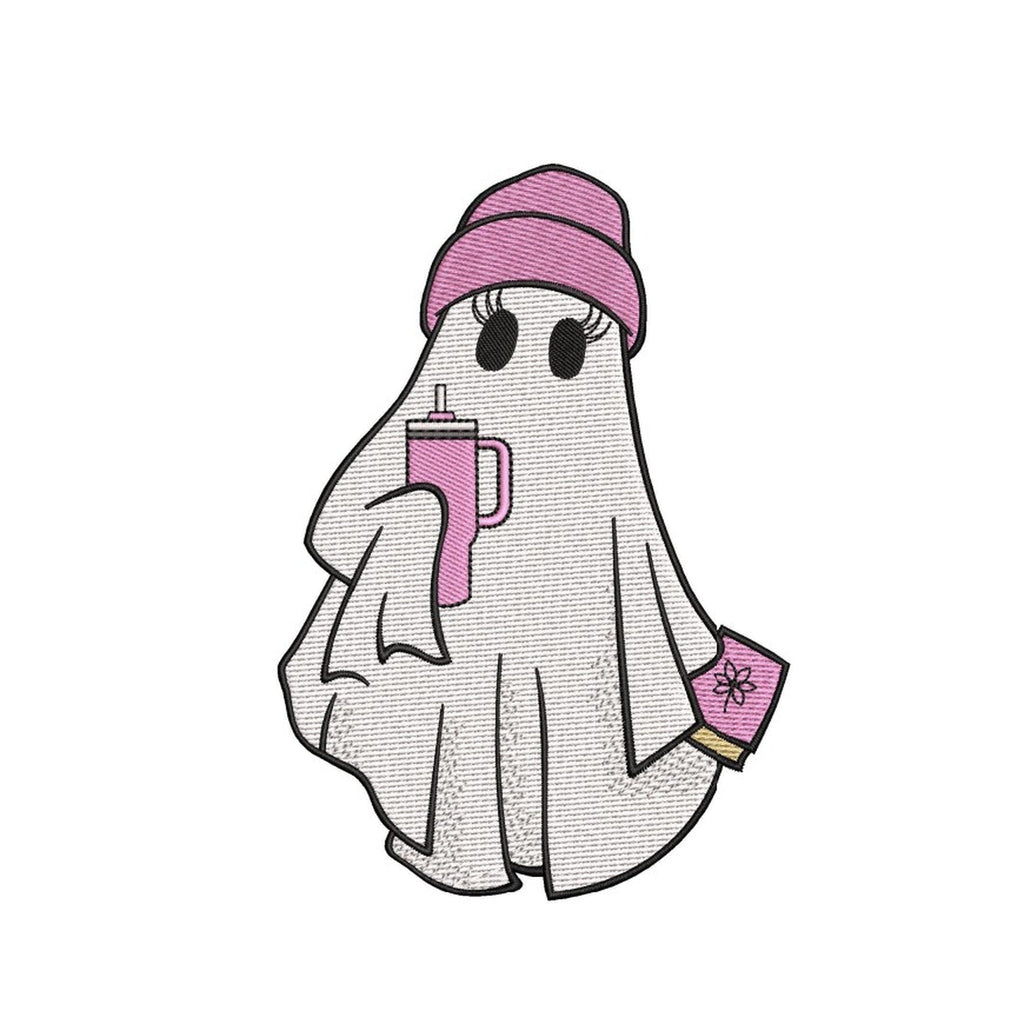 Ghost with Cup Embroidery Design, Halloween Girl Ghost Machine ...