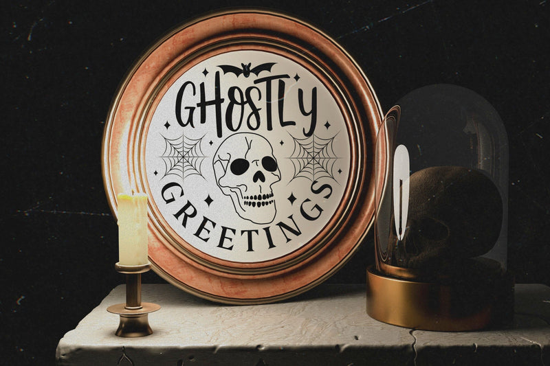 Ghostly Greetings SVG - Halloween Sign SVG - So Fontsy