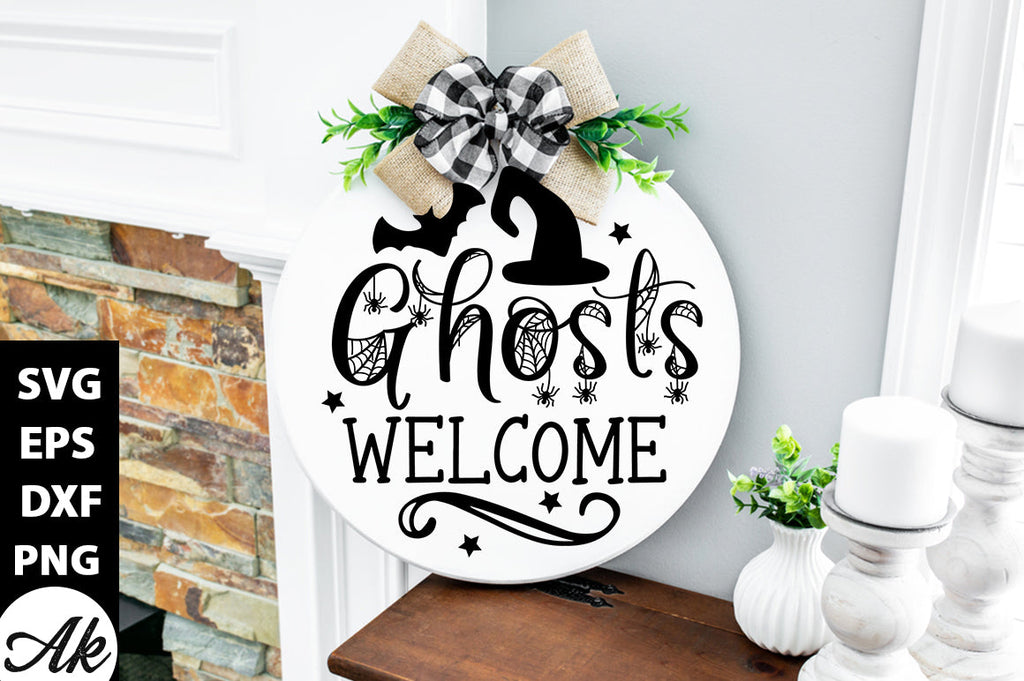 Ghosts welcome Round Sign - So Fontsy