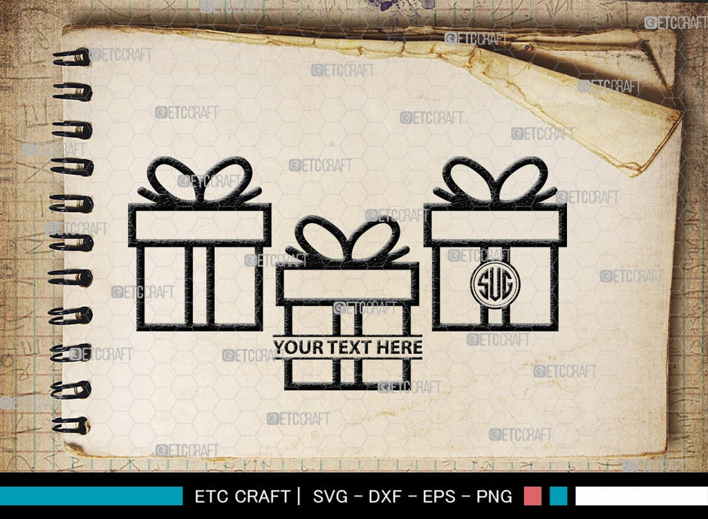 Gift Box Monogram, Gift Box Silhouette, Gift Box SVG, Birthday Gift Svg ...