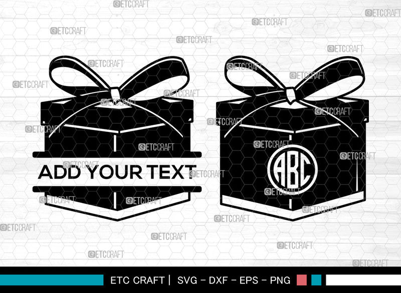 Gift Box Monogram SVG, Birthday Gift Svg, Split Monogram Svg, Gifts Svg ...