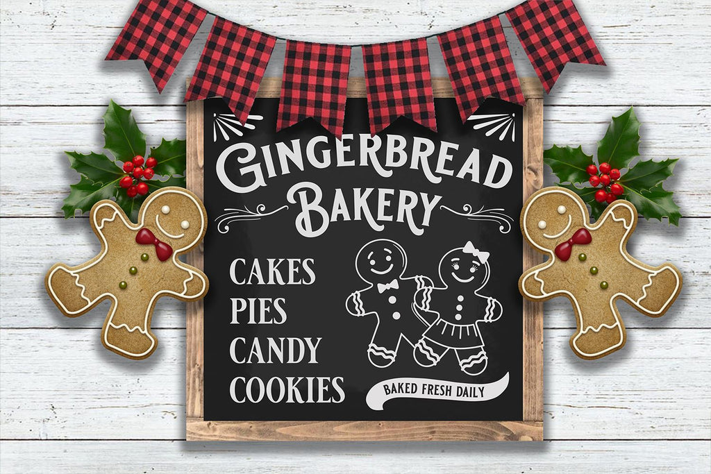 Gingerbread Bakery SVG | Vintage Christmas Sign Cut File - So Fontsy