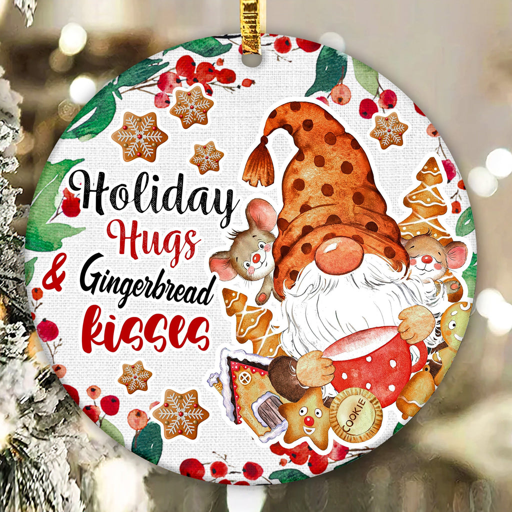 Gingerbread Gnome Christmas Ornament PNG for Sublimation, Round Tree ...