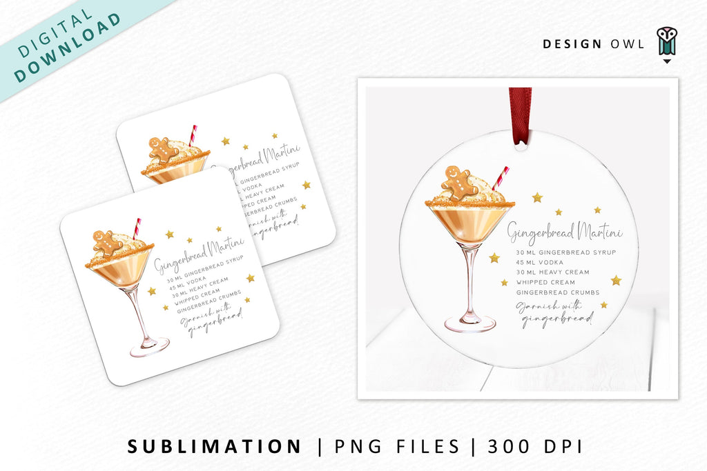 Gingerbread Martini Christmas Cocktail Recipe Illustration - So Fontsy