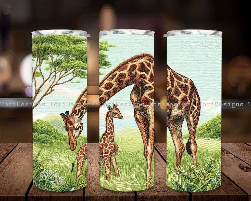 Giraffe 20 oz Skinny Tumbler Sublimation, Giraffe Tumbler Wrap PNG ...