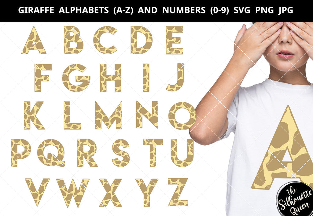 Giraffe alphabet a-z svg, Giraffe number 0-9 svg, alphabet clipart ...