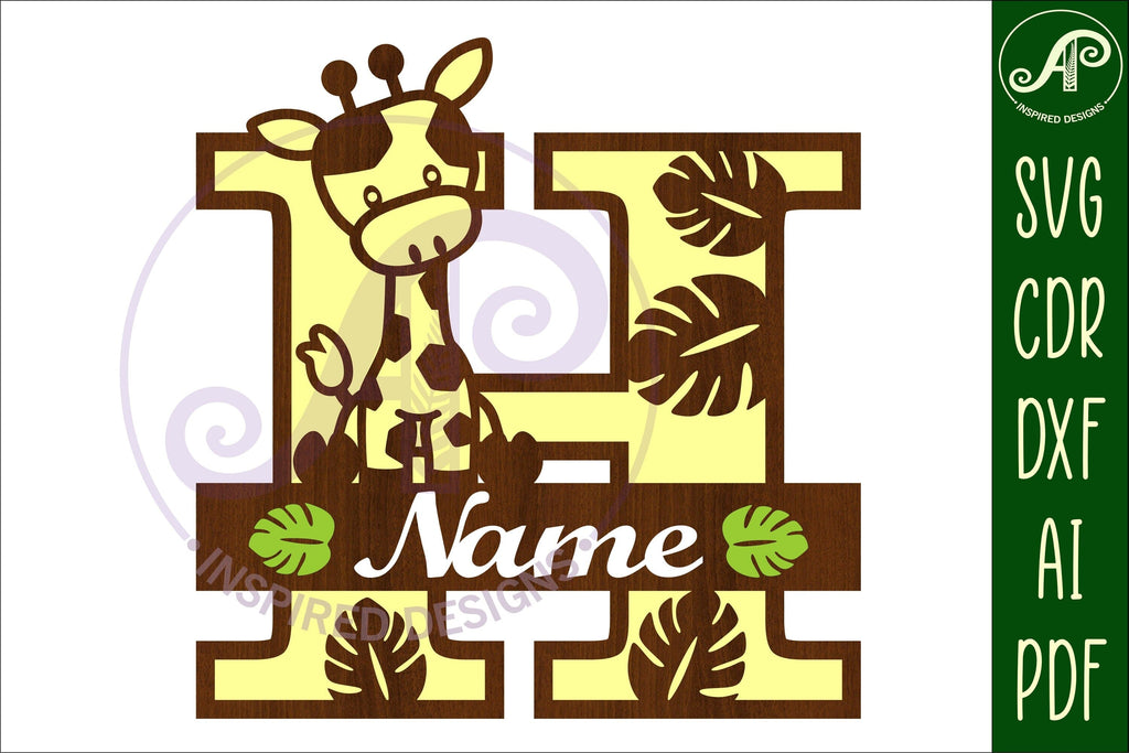 Giraffe monogram letter H SVG cut file - So Fontsy