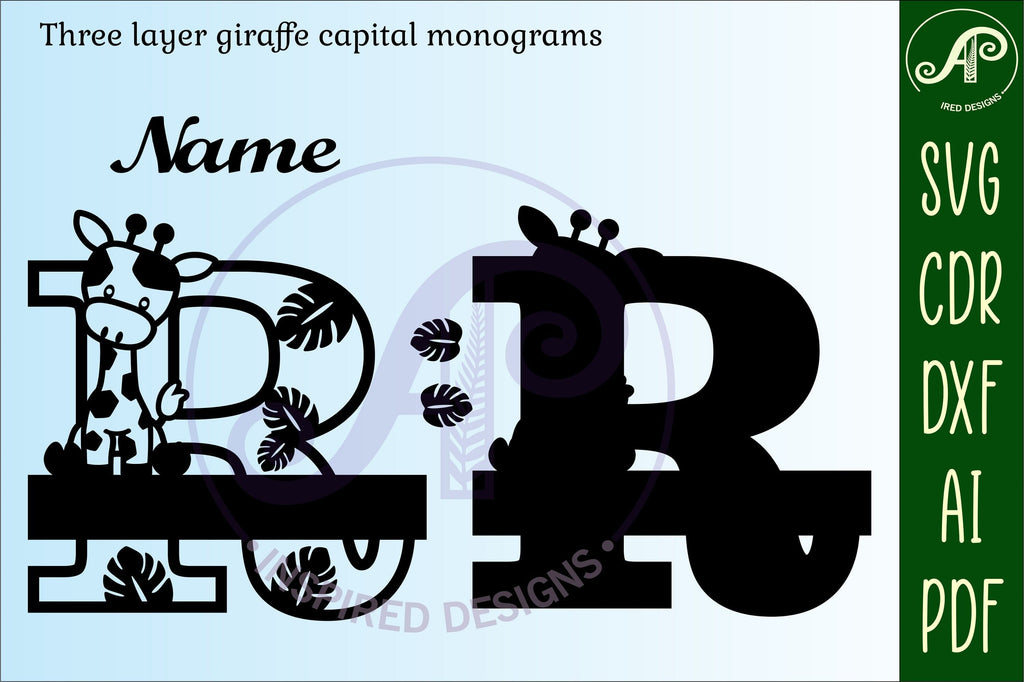 Giraffe monogram letter R SVG cut file - So Fontsy