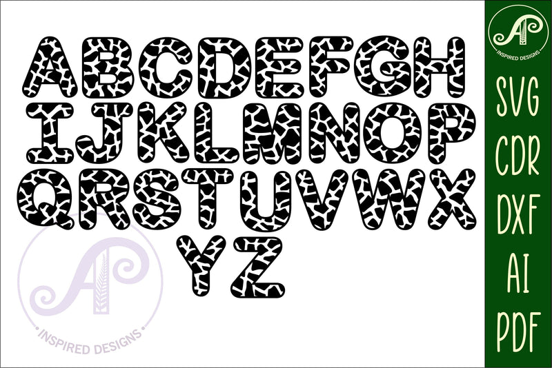 Giraffe print letters alphabet set. 26 layered letters. - So Fontsy