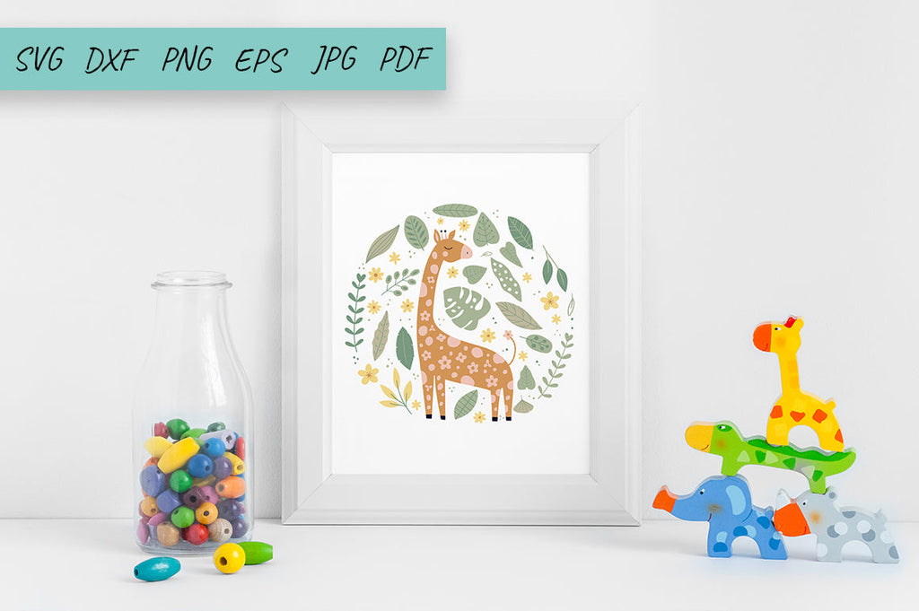 Giraffe SVG, Flower Giraffe, Animal SVG, Baby print - So Fontsy