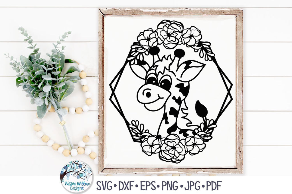 Giraffe with Flowers SVG - So Fontsy