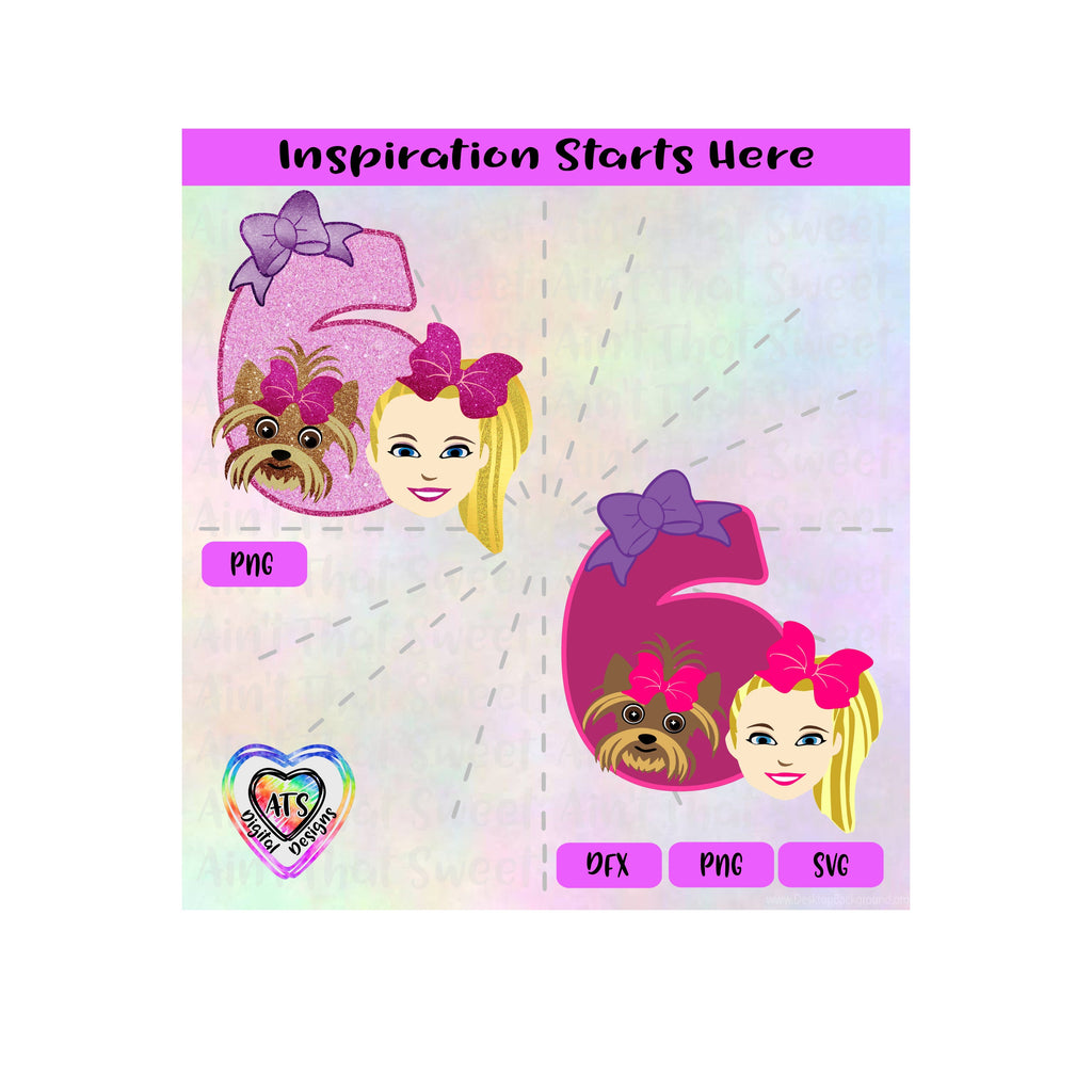 Girl and Her Dog with 6 and Bow | 6th Birthday - Transparent PNG, SVG ...