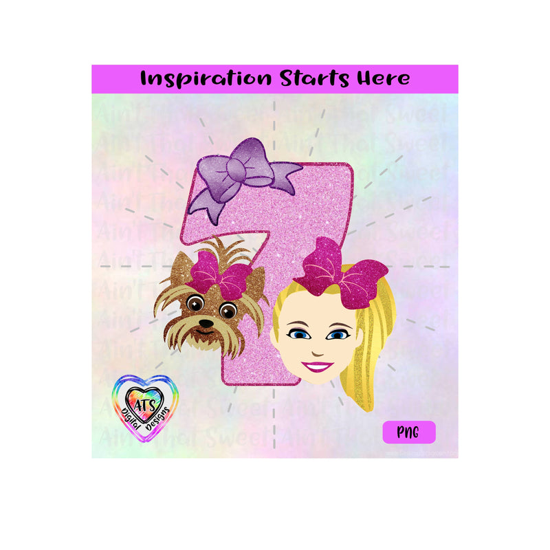 Girl and Her Dog with 7 and Bow | 7th Birthday - Transparent PNG, SVG ...