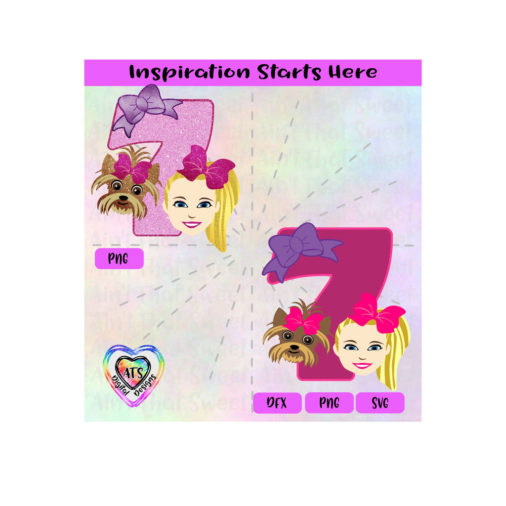 Girl and Her Dog with 7 and Bow | 7th Birthday - Transparent PNG, SVG ...