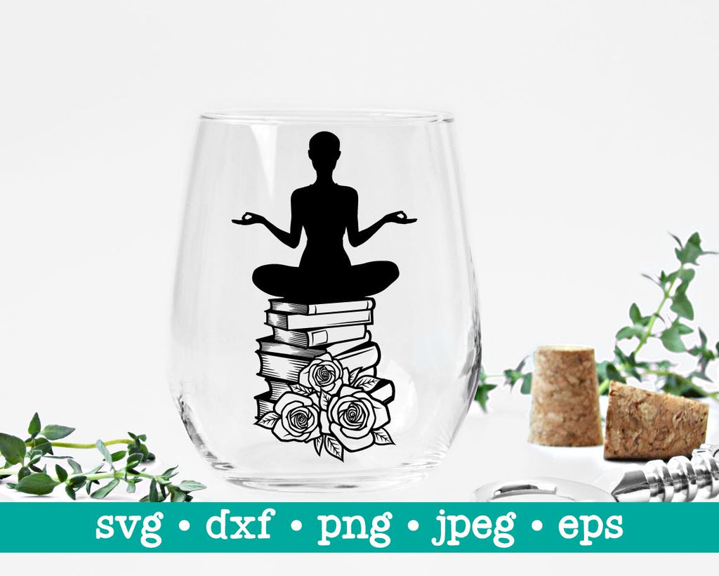 Girl on books svg, Book reading svg, Book meditation svg, Reading svg ...