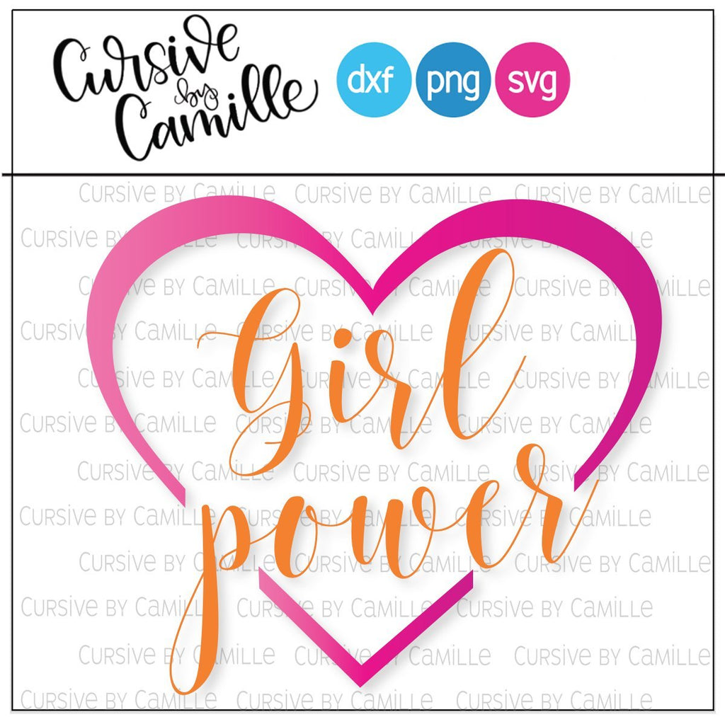 Girl Power With Heart Hand Lettered Cut file - So Fontsy