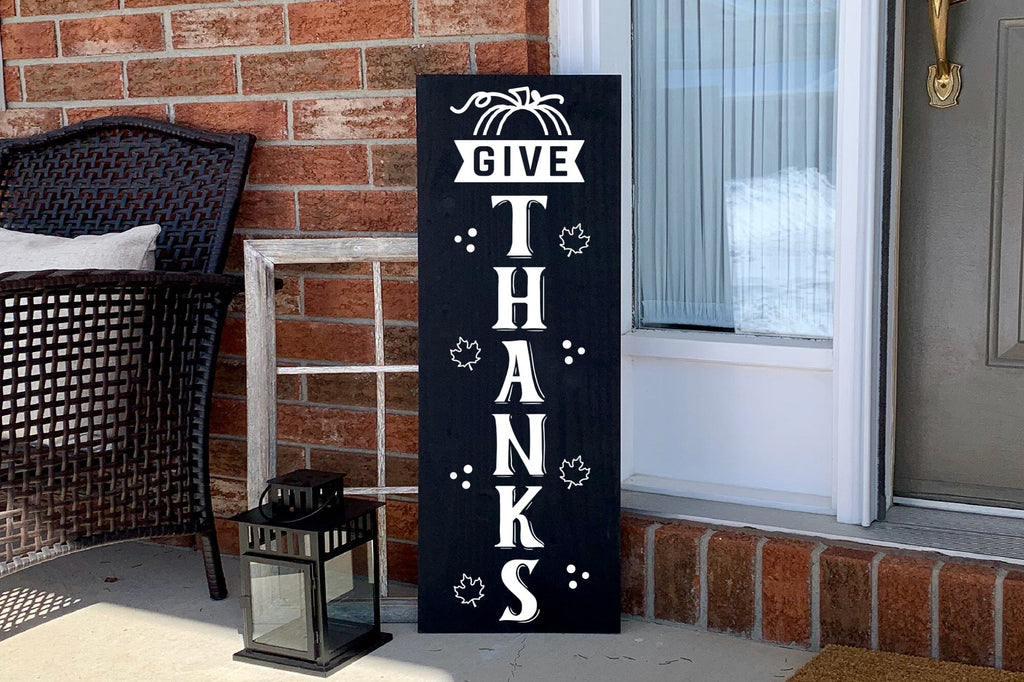 Give Thanks - Fall Vertical Sign SVG - Porch SVG - So Fontsy