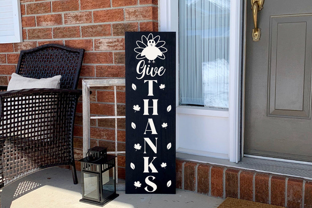 Give Thanks, Thanksgiving Porch Sign SVG - So Fontsy