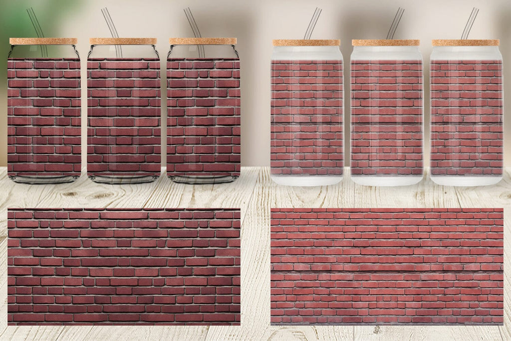Glass Can Wraps Realistic Brick Texture - So Fontsy