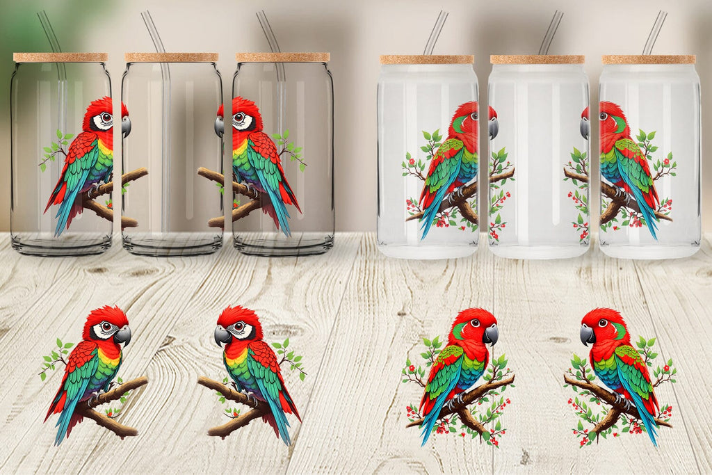 Glass Can Wraps Baby Parrot Illustration - So Fontsy