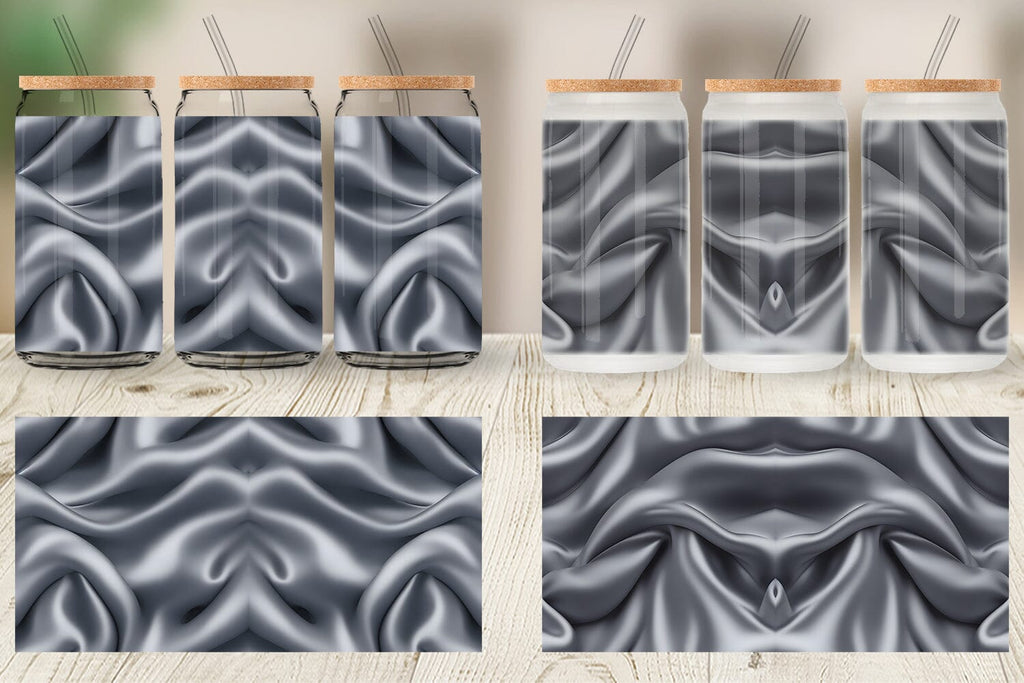 Glass Can Wraps Silver Satin - So Fontsy