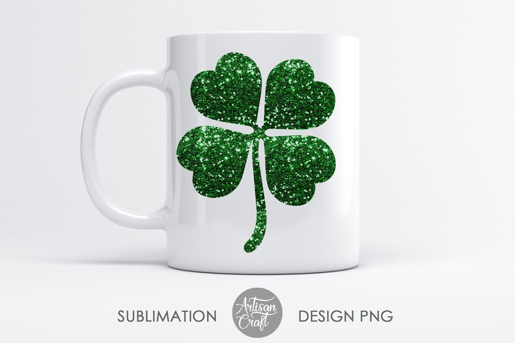 Glitter clover PNG showing St Patrick's Day shamrock - So Fontsy