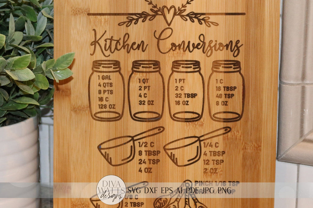 Glowforge Kitchen Conversions Chart | Kitchen SVG | dxf and more - So ...