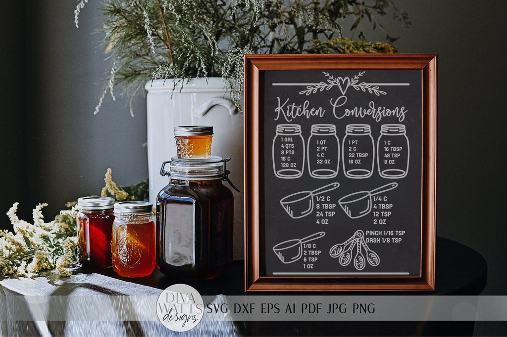 Glowforge Kitchen Conversions Chart | Kitchen SVG | dxf and more - So ...