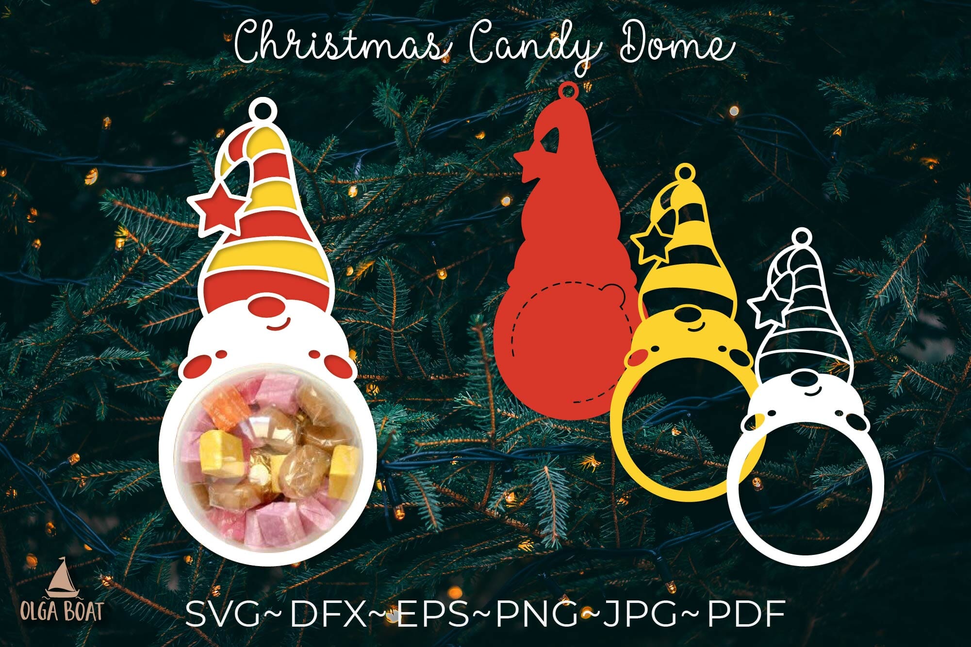 Santa Gnome candy dome | Christmas gnome candy dome holder - So Fontsy