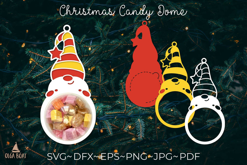 Santa Gnome candy dome | Christmas gnome candy dome holder - So Fontsy