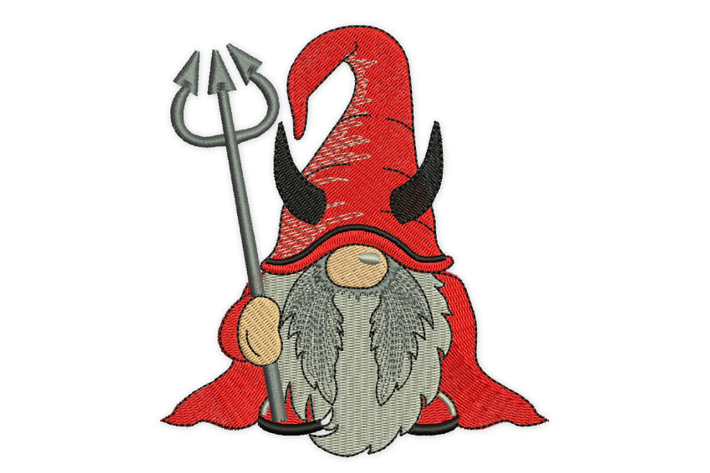 Gnome Devil Embroidery Design, Cute Gnome Halloween embroidery design ...