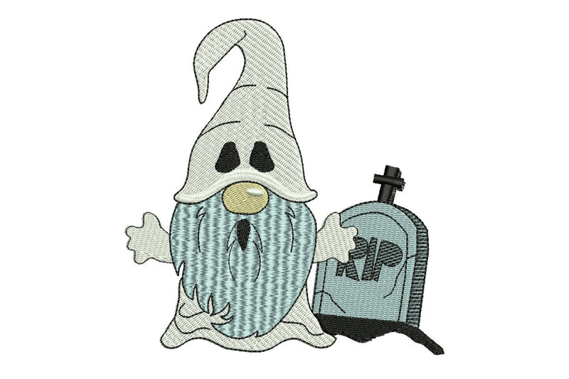 Gnome Ghost Embroidery Design, Halloween embroidery design, Cemetery ...