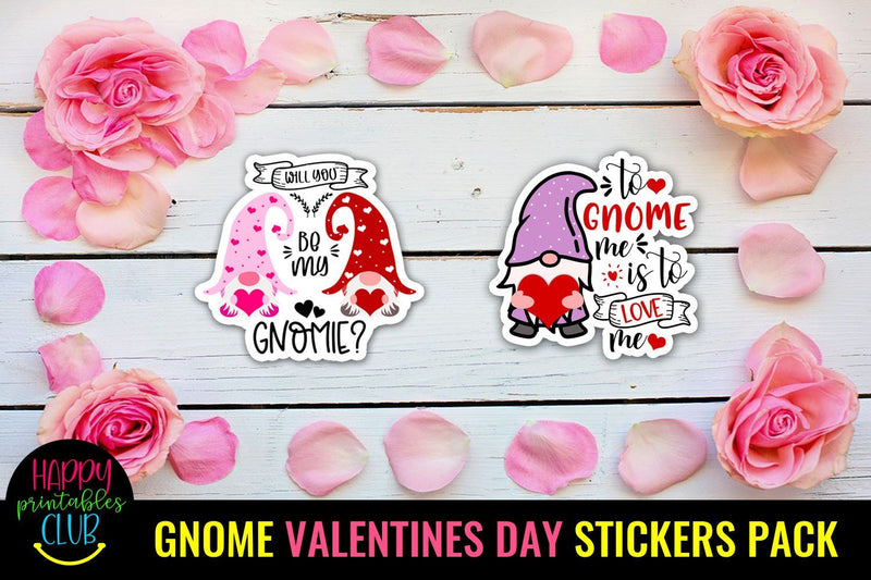 Gnome Valentines Day Stickers Pack- Gnome Valentines Sticker - So Fontsy