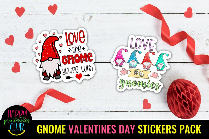Gnome Valentines Day Stickers Pack- Gnome Valentines Sticker - So Fontsy