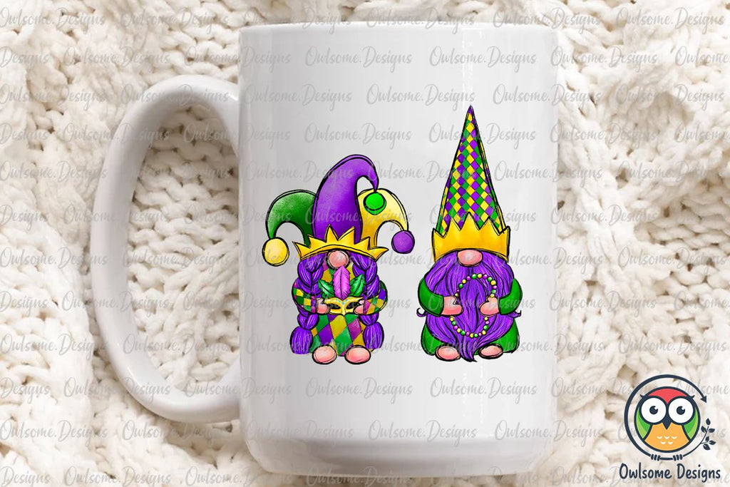 Gnomes Couple Mardi Gras Holiday PNG Sublimation - So Fontsy