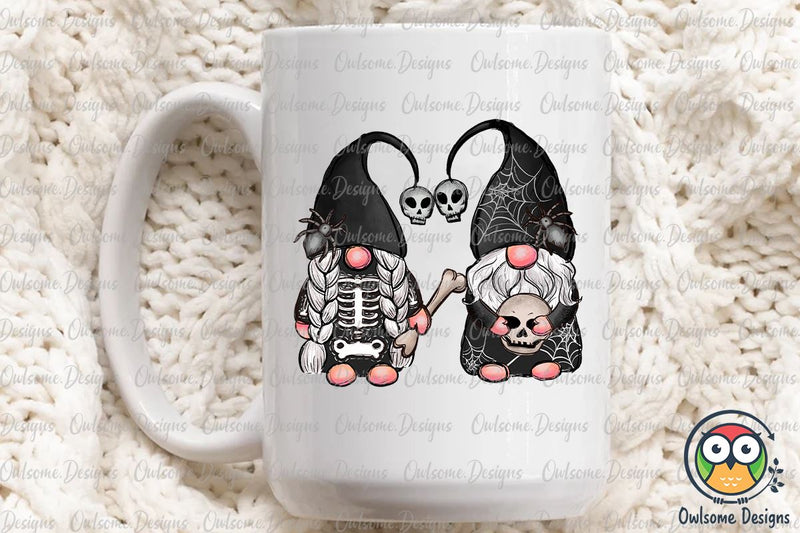 Gnomes Couple Skeleton Skull PNG Sublimation - So Fontsy