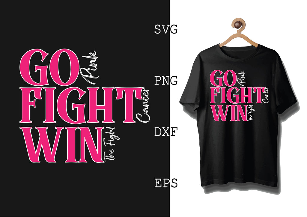Go Fight Win Svg, Breast Cancer Awareness Svg - So Fontsy