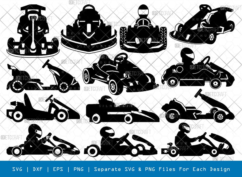 Go Kart Racing Silhouette, Kart Racing SVG, Sports Svg, Racing Svg, Go ...