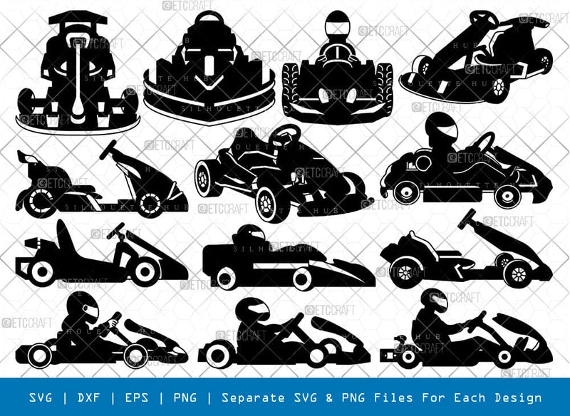 Go Kart Racing Silhouette, Kart Racing SVG, Sports Svg, Racing Svg, Go ...