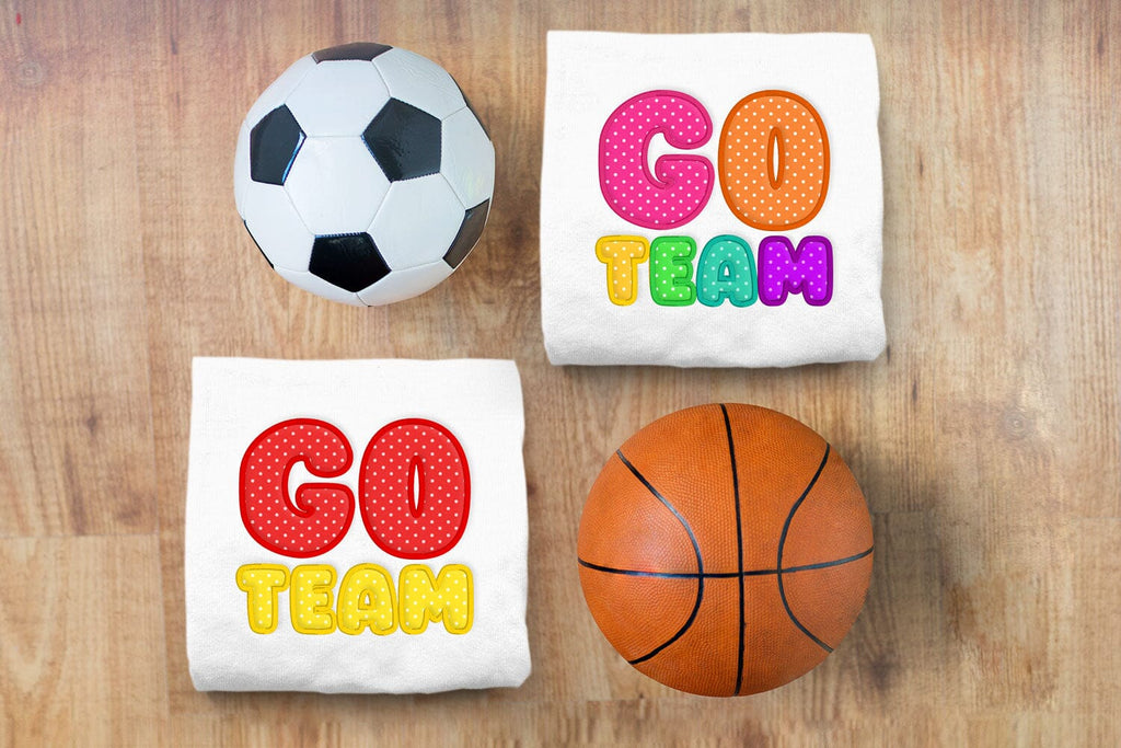 Go Team Bubble Letters Applique Embroidery - So Fontsy