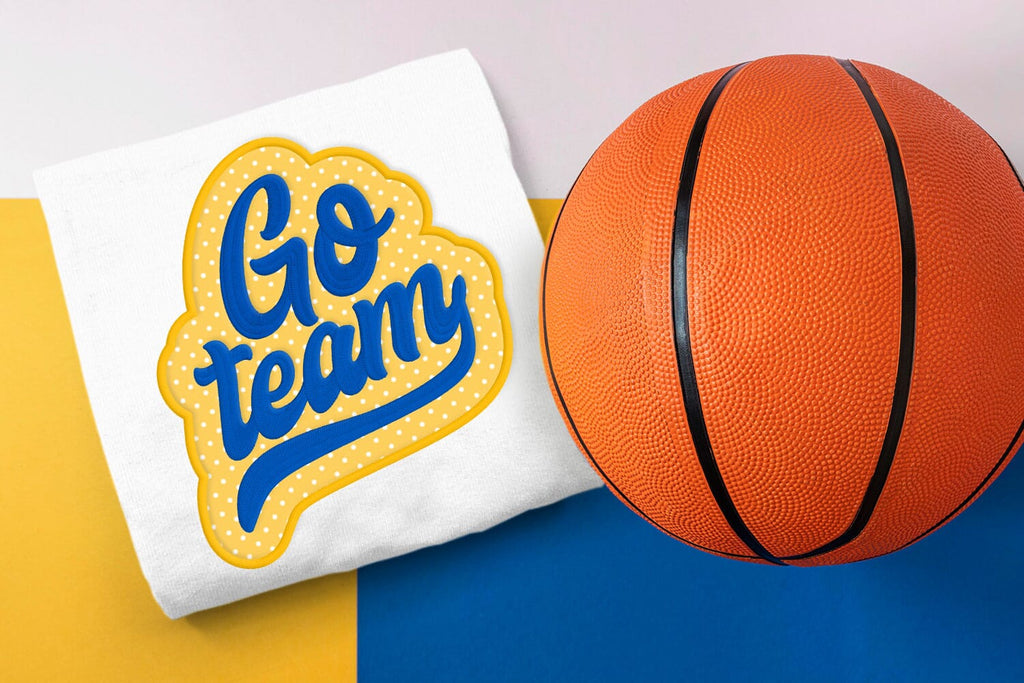 Go Team Script Letters Applique Embroidery - So Fontsy