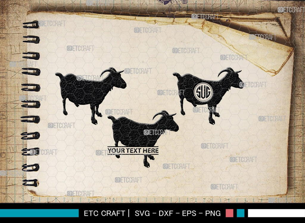 Goat Monogram, Goat Silhouette, Goat SVG, Show Goat Svg, Farm Animal ...