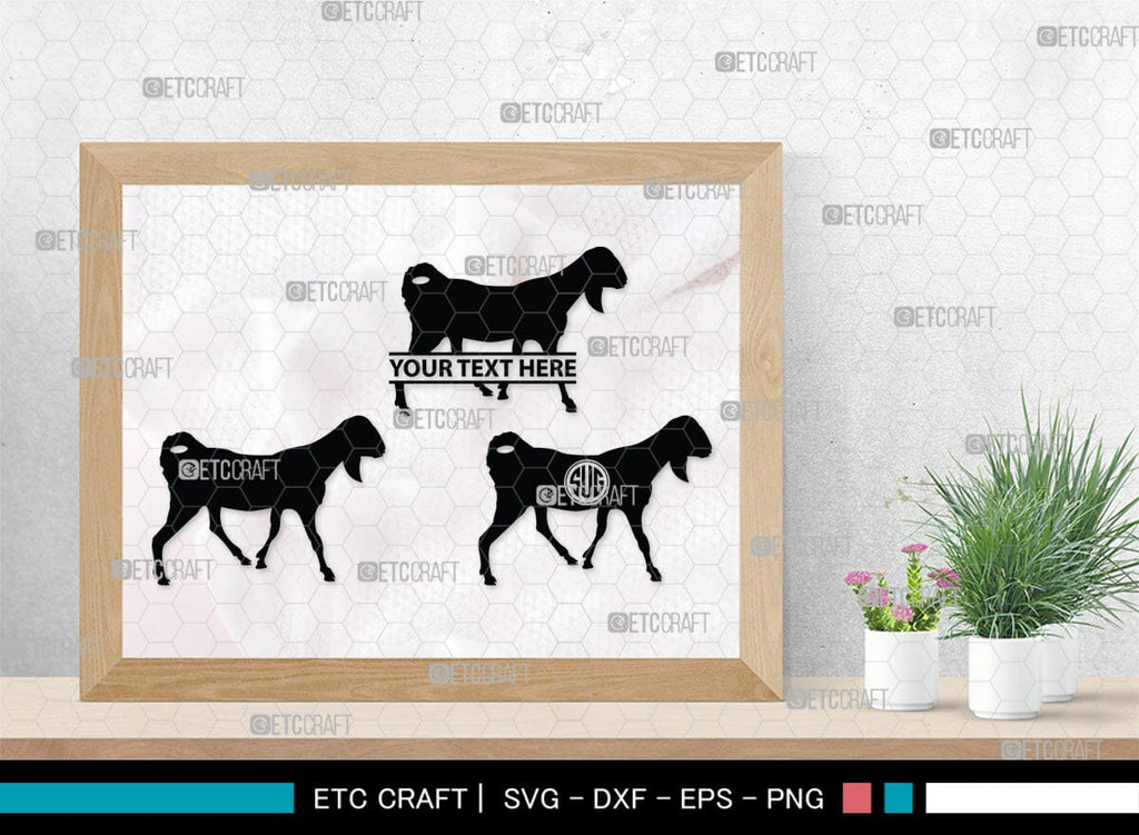 Goat Monogram, Goat Silhouette, Goat SVG, Show Goat Svg, Farm Animal Svg, Boer Goat Svg, SB00271 ...