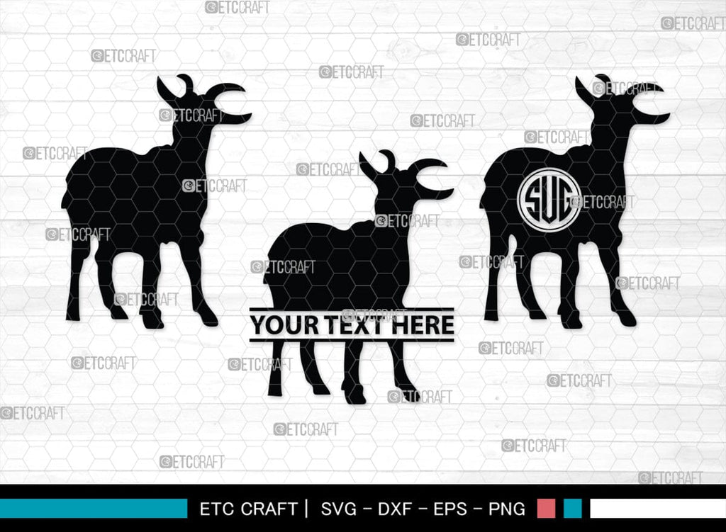 Goat Monogram, Goat Silhouette, Goat SVG, Show Goat Svg, Farm Animal ...