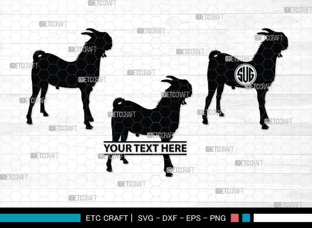 Goat Monogram, Goat Silhouette, Goat SVG, Show Goat Svg, Farm Animal Svg, Boer Goat Svg, SB00271 ...