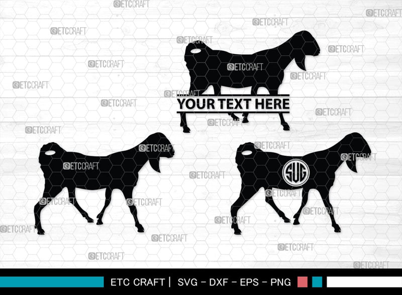 Goat Monogram, Goat Silhouette, Goat SVG, Show Goat Svg, Farm Animal Svg, Boer Goat Svg, SB00271 ...