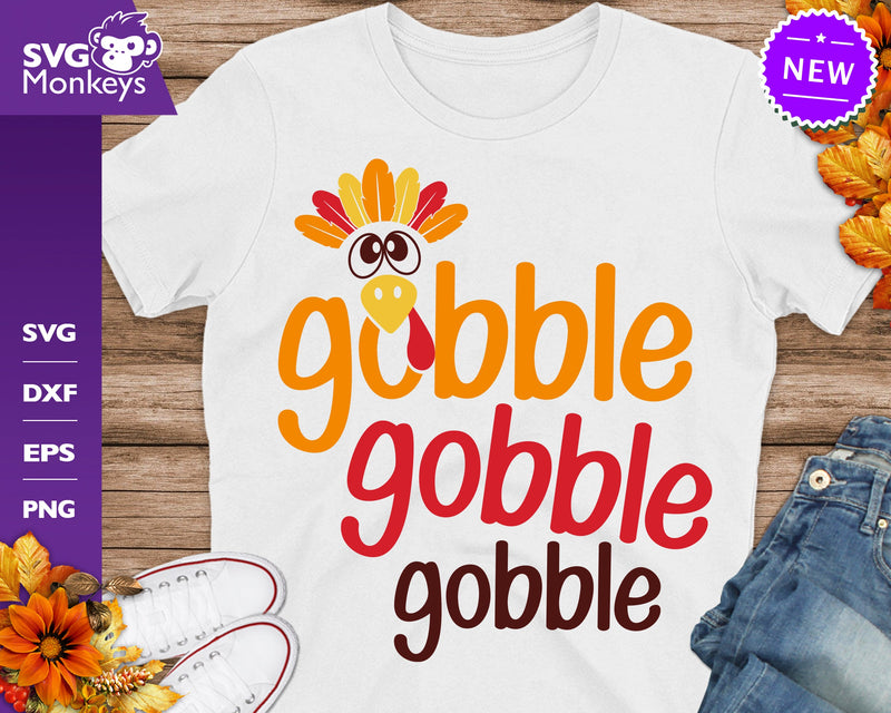 Gobble Gobble Gobble Svg, Thanksgiving Turkey Svg, Turkey Svg - So Fontsy