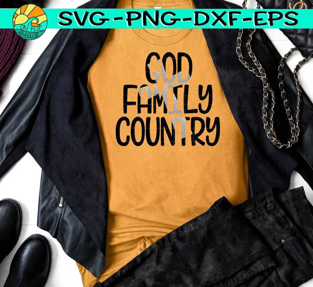 God Family Country - Cross -SVG - DXF - EPS - PNG - So Fontsy