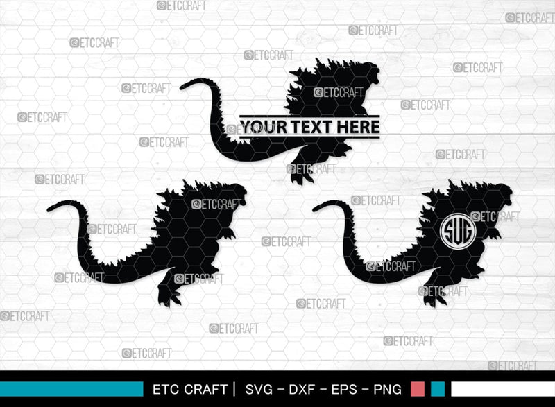 Godzilla Monogram, Godzilla Silhouette, Godzilla SVG, Rodan Godzilla ...